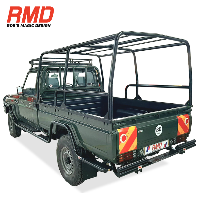 Toyota Land Cruiser 79 Side Bar Steel Black Extended to Rear of Rear ...